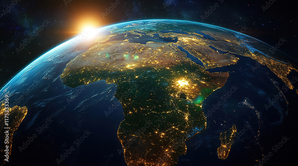 Outline Map of African Countries from Space Stock Illustration | Adobe ...