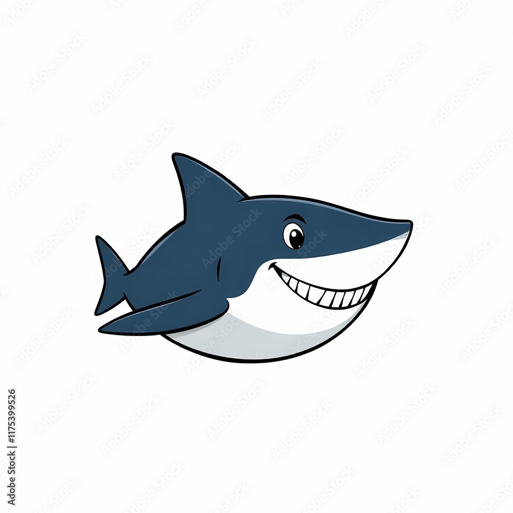 Smiling Shark Mascot Illustration: A friendly, cartoon shark with a ...