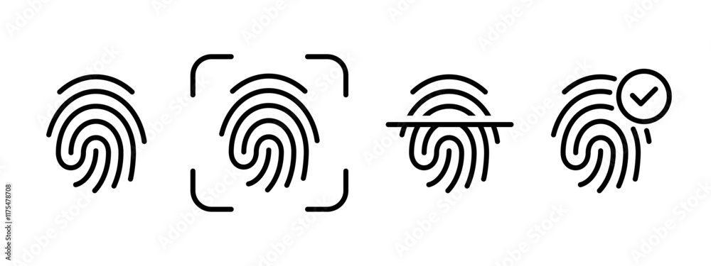 Image vectorielle Stock Fingerprint scanning status icon set. Biometric ...