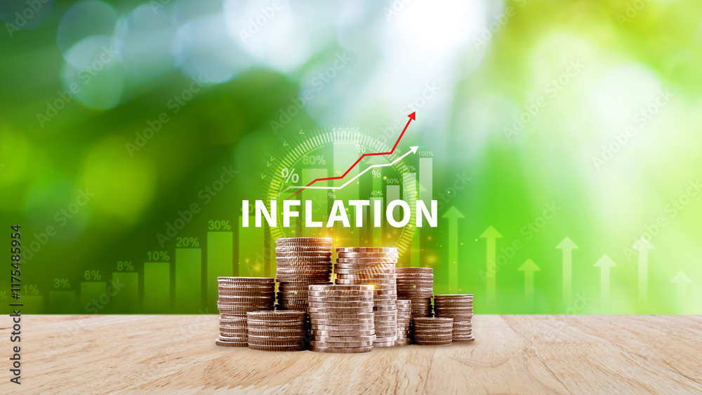 Inflation rate hike percentage concept. economic direction Concept of ...