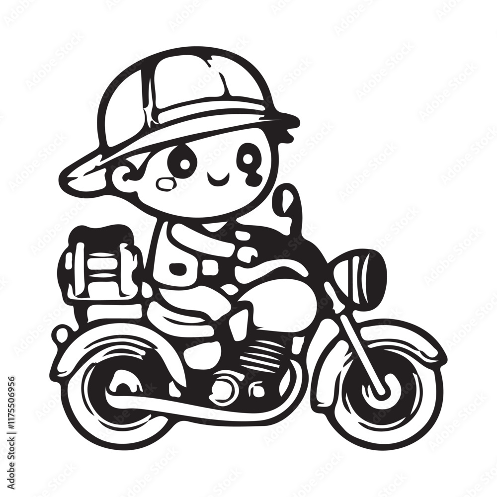 Coloring book sketch design for children, with cute motor pictures ...