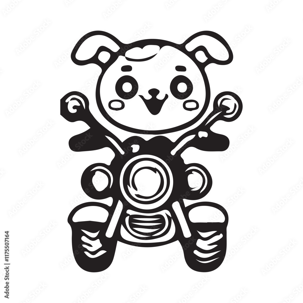 Coloring book sketch design for children, with cute motor pictures ...