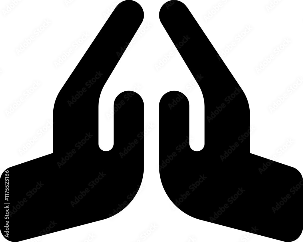 flat black praying hands icon, solid monochrome vector symbol, symbol ...