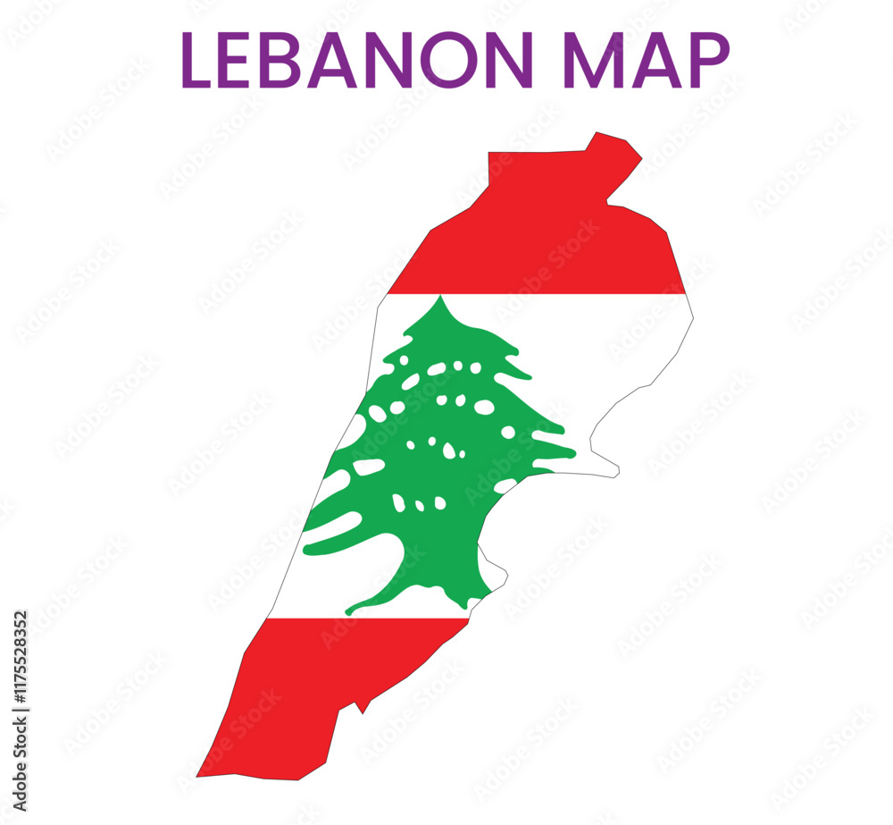 High detailed map of Lebanon. Outline map of Lebanon. Asia Stock Vector ...