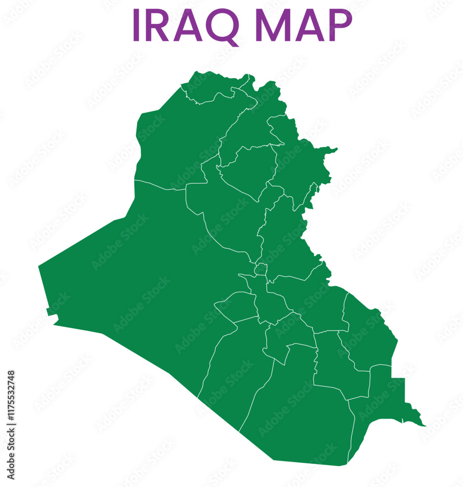 High detailed map of Iraq. Outline map of Iraq. Asia Stock Vector ...
