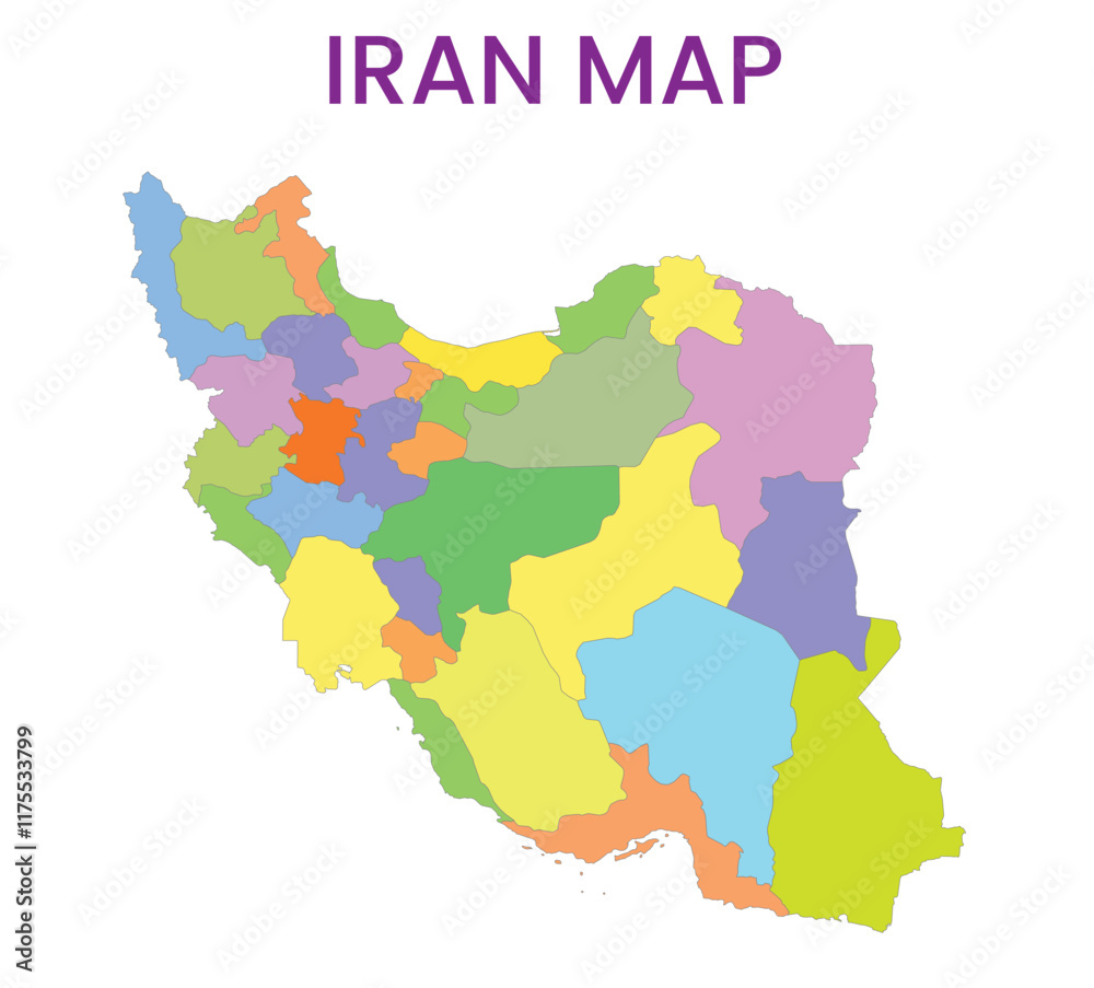 High detailed map of Iran. Outline map of Iran. Asia Stock Vector ...