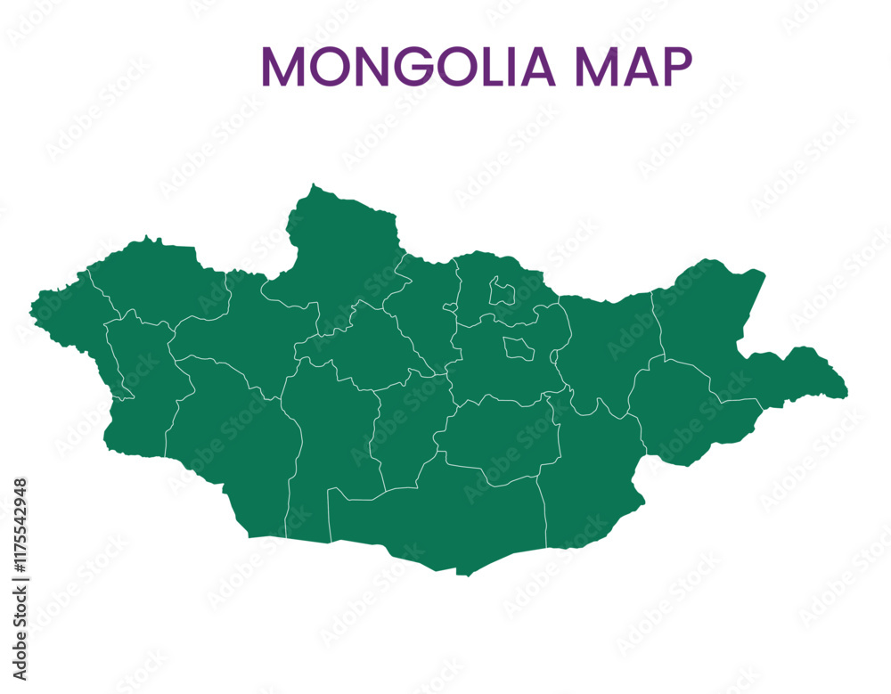 High detailed map of Mongolia. Outline map of Mongolia. Asia Stock ...