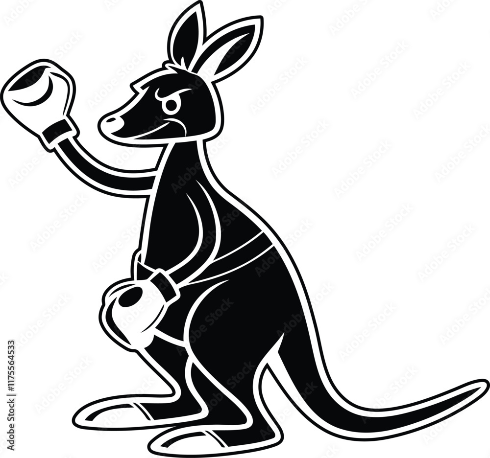 Vetor Cartoon illustration of a kangaroo wearing boxing gloves vector ...