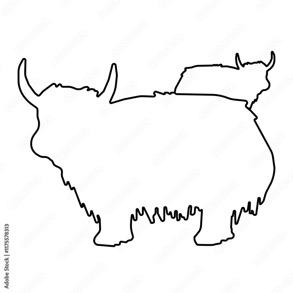Cow wild yak logo outline Outline of a wild yak and cow blend ...