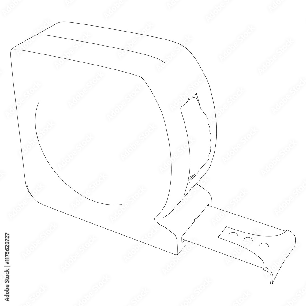 Tape Measure Line Art Vector Illustration on White Background. Accurate ...