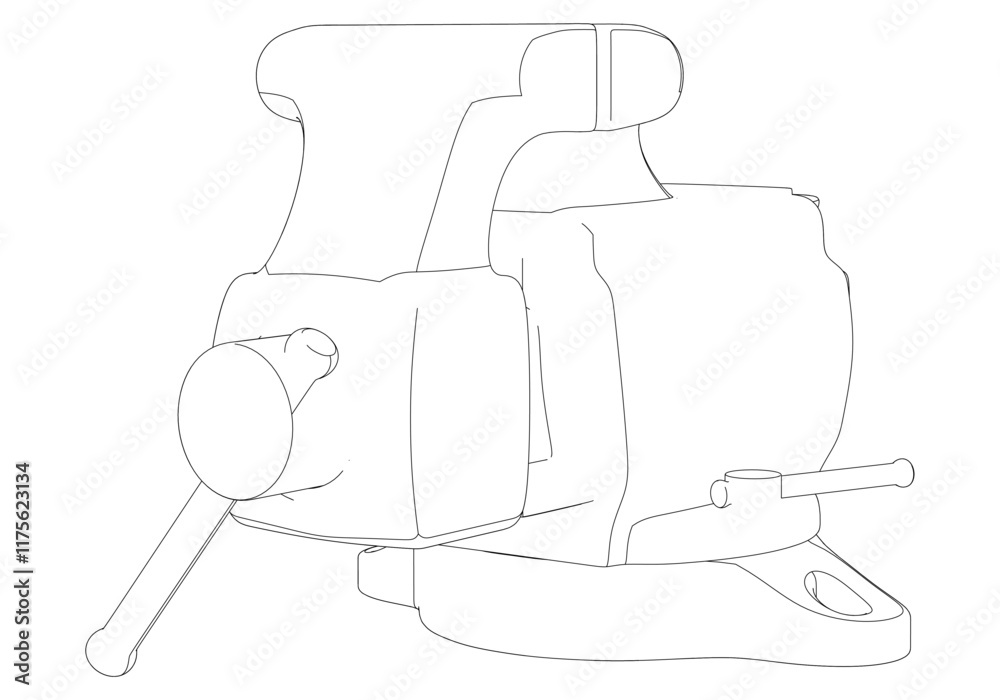 Vice Line Art Vector Illustration on White Background. Precision Tool ...