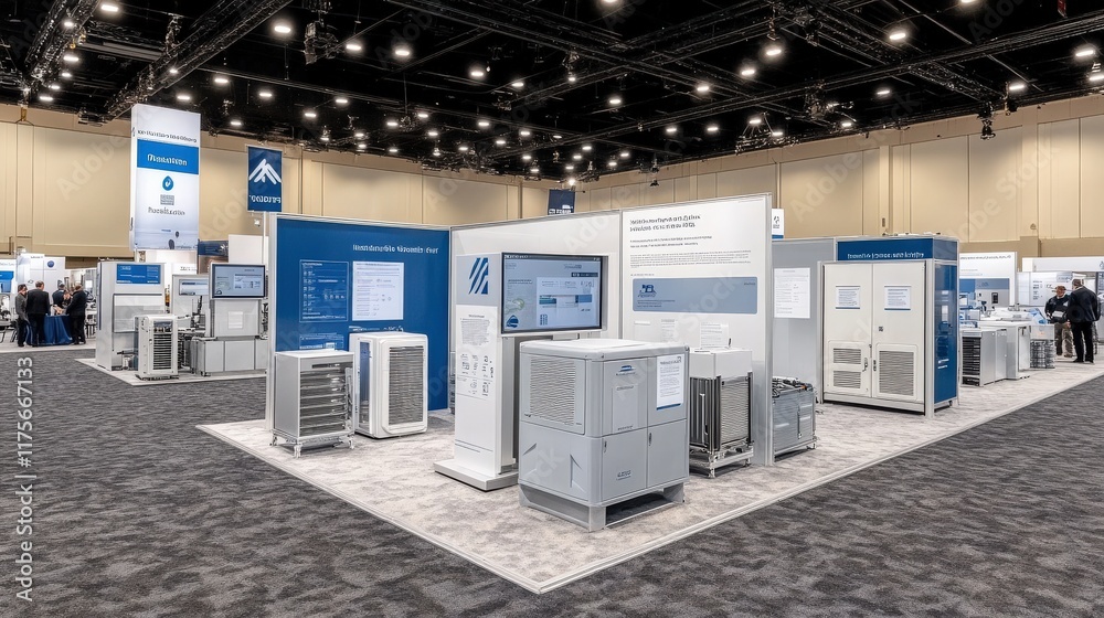 Modern Trade Show Exhibition Featuring Innovative Technology Displays ...