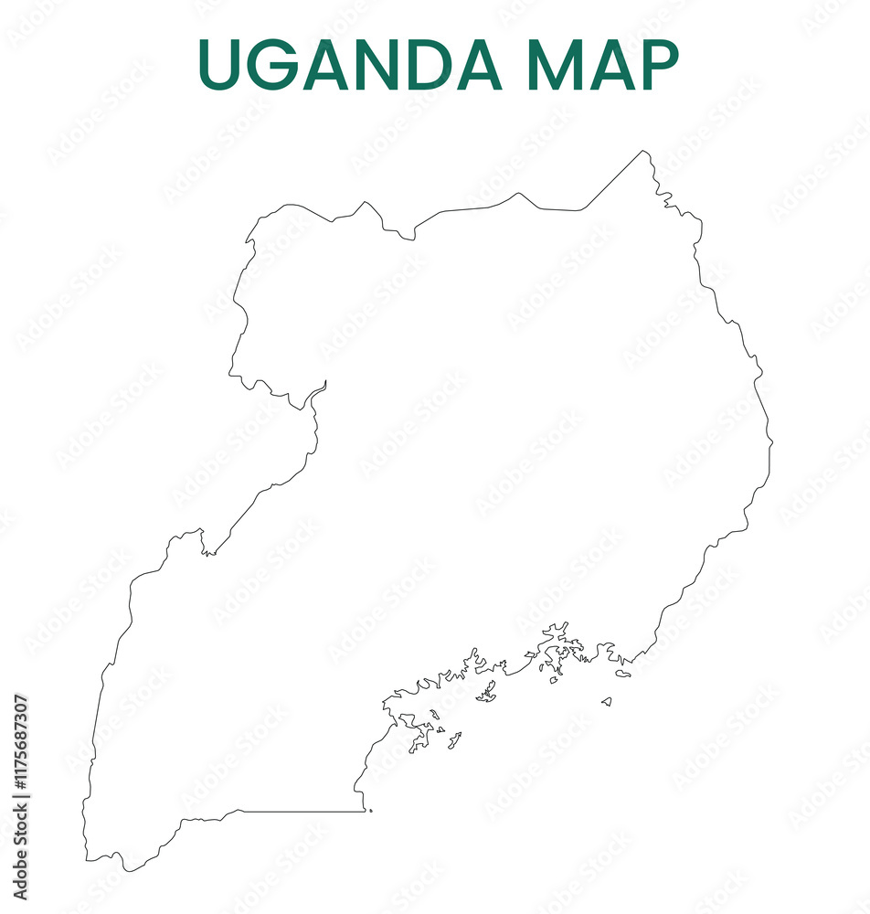 High detailed map of Uganda. Outline map of Uganda. Africa Stock Vector ...
