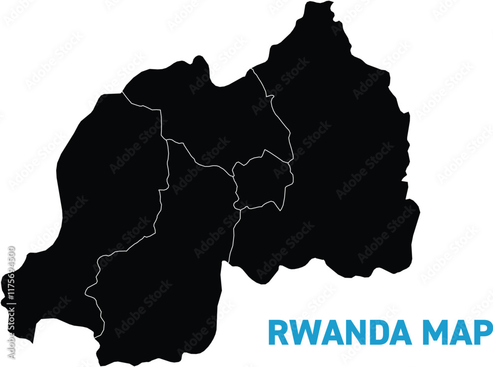 High detailed map of Rwanda. Outline map of Rwanda. Africa Stock Vector ...
