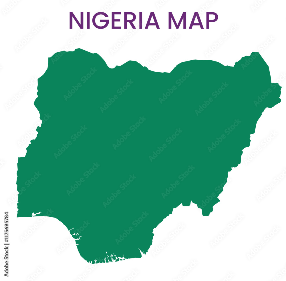 High detailed map of Nigeria. Outline map of Nigeria. Africa Stock ...