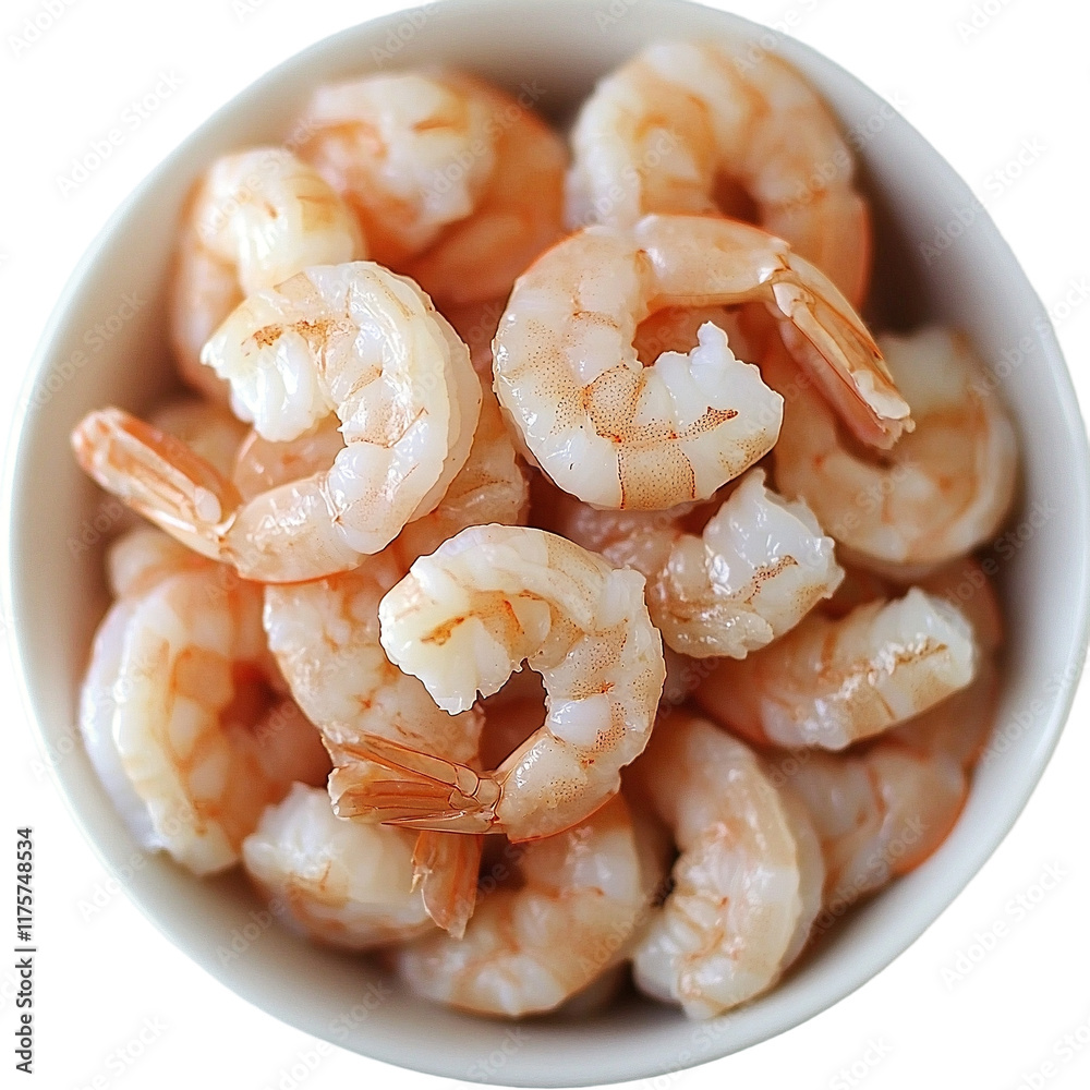 cooked shrimp in a white bowl on a transparent background, PNG image ...