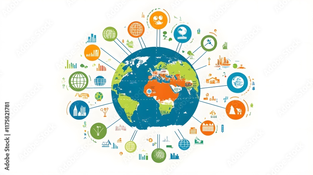 An interconnected globe illustrating the 17 Sustainable Development ...
