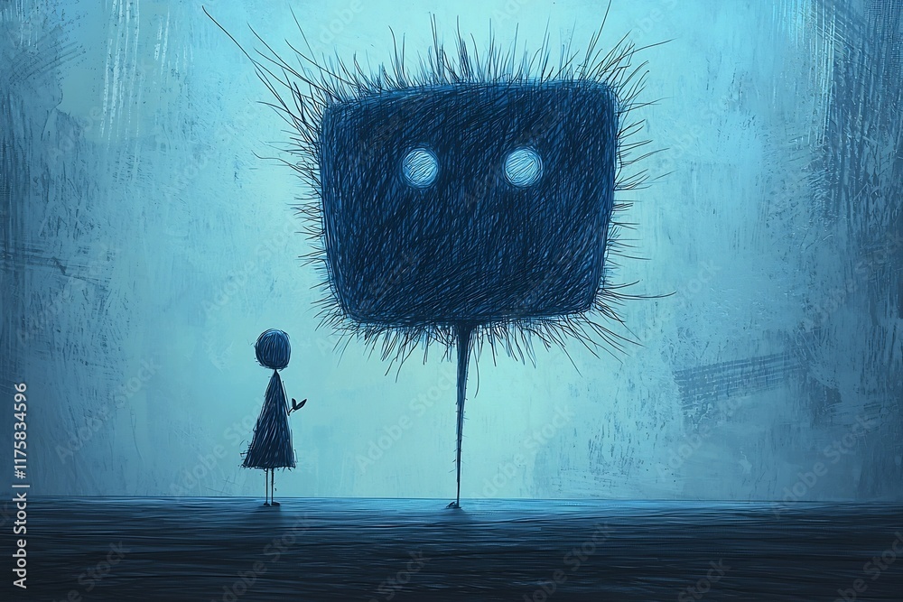 Enigmatic shadowy silhouette character in an avant garde high key ...