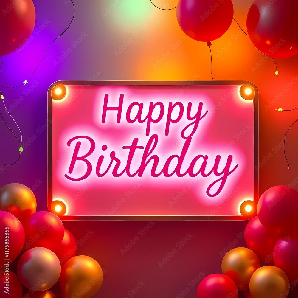 happy birthday greeting card poster sign with balloons on back cartel ...