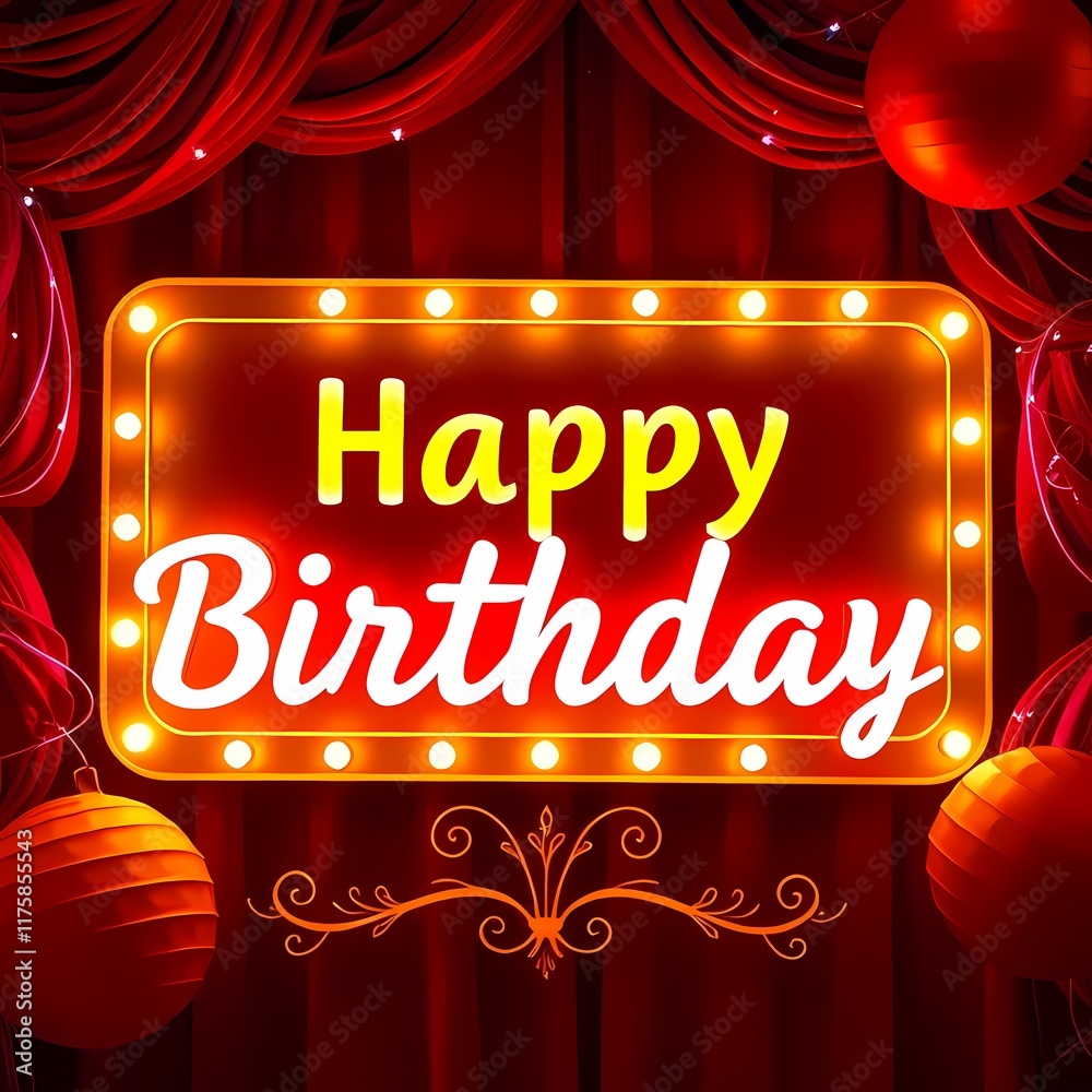 curtain with spotlight happy birthday sign with lights cortina con foco ...