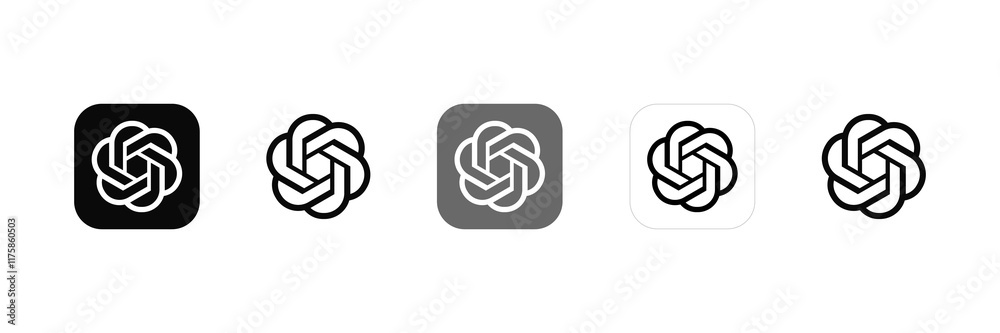 ChatGPT logo icon set, OpenAI logo sign, AI chatbot icon symbol Stock ...