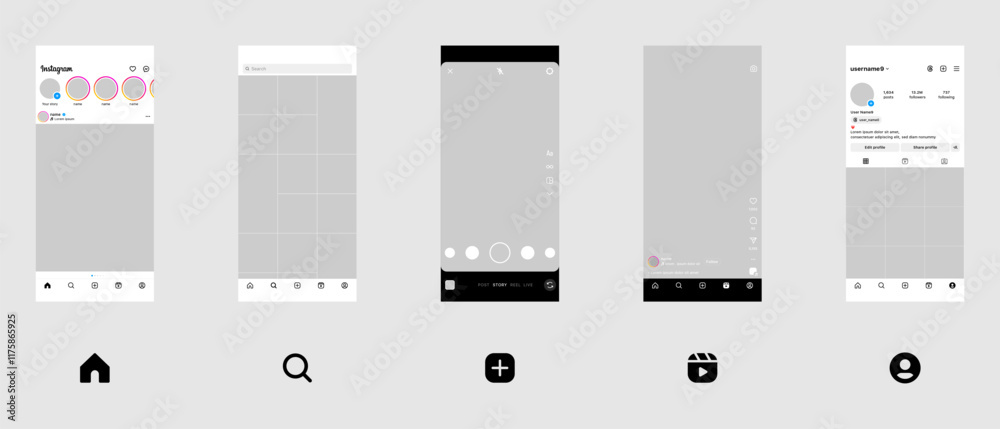 instagram mockup social media post. social network interface template ...