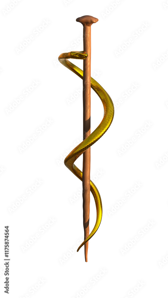 Symbol of Medicine Snake and Staff of Asclepius Vertical on Transparent ...