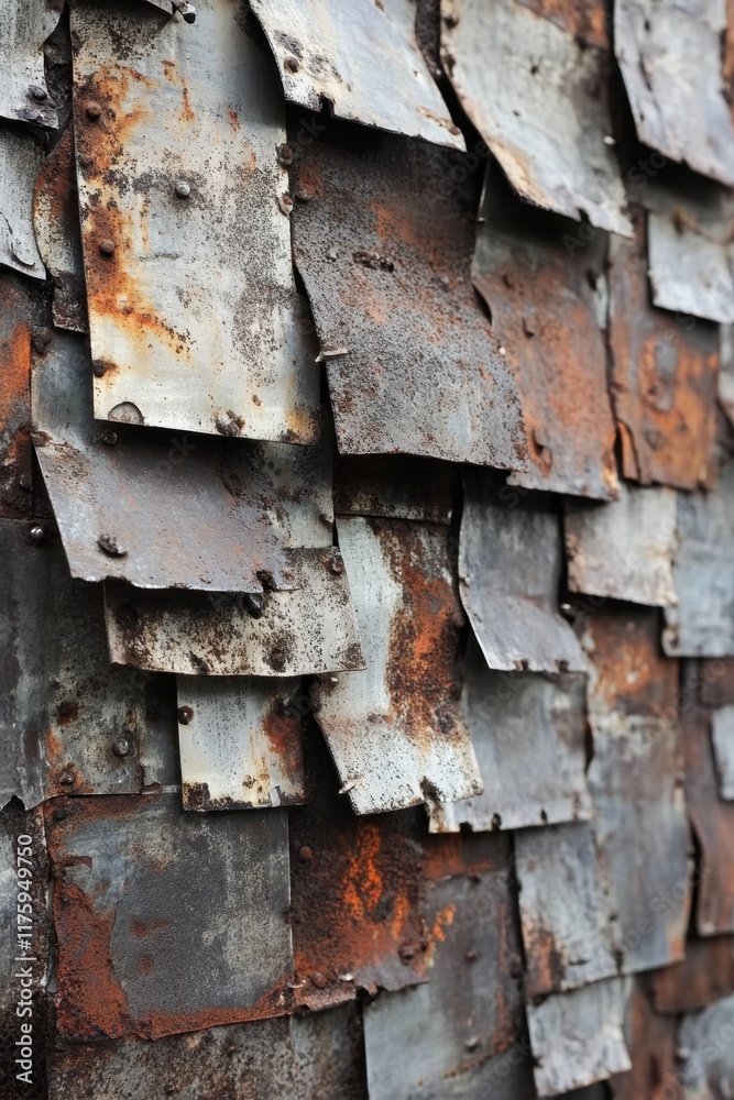Using recycled scrap metal, a textured wall showcases uneven surfaces ...