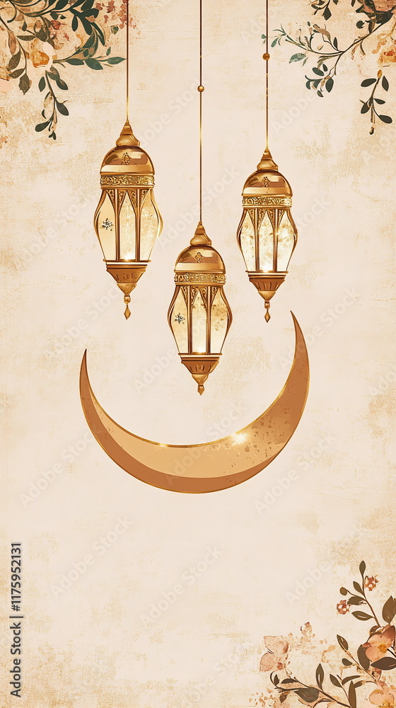 Traditional Ramadan design with a warm beige background, highlighted by ...