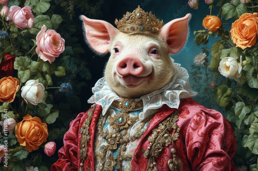 Vintage royal fashion medieval renessaince anthropomorphic animal ...