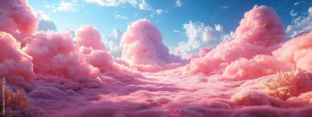 cotton candy worlds, pink clouds, fluffy landscapes, sweet realms ...