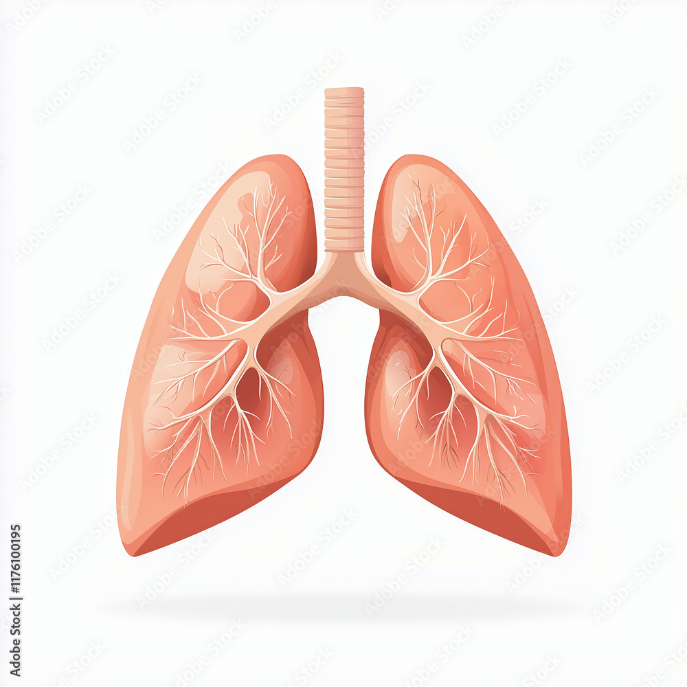Detailed Human Pulmonary System: Lifelike Medical Diagram of Healthy ...