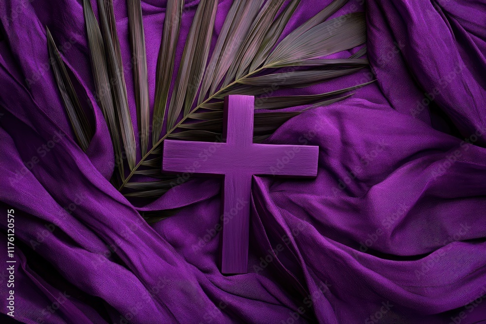 Lenten - Crown Of Thorns and Cross With Purple Robe On Ash - Palm ...