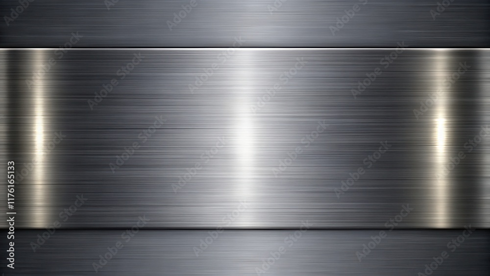 Metal sheet with metallic sheen on silver and black background, with ...