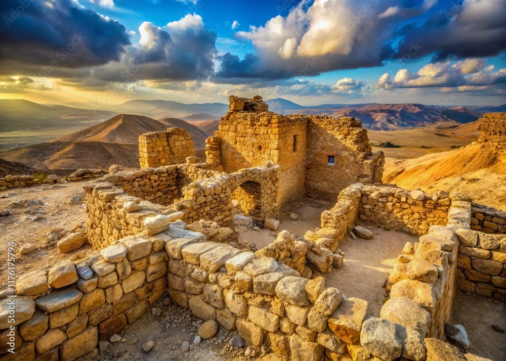 Ancient Zohar Fortress Ruins, Judea Desert - Candid Shot of Sun ...