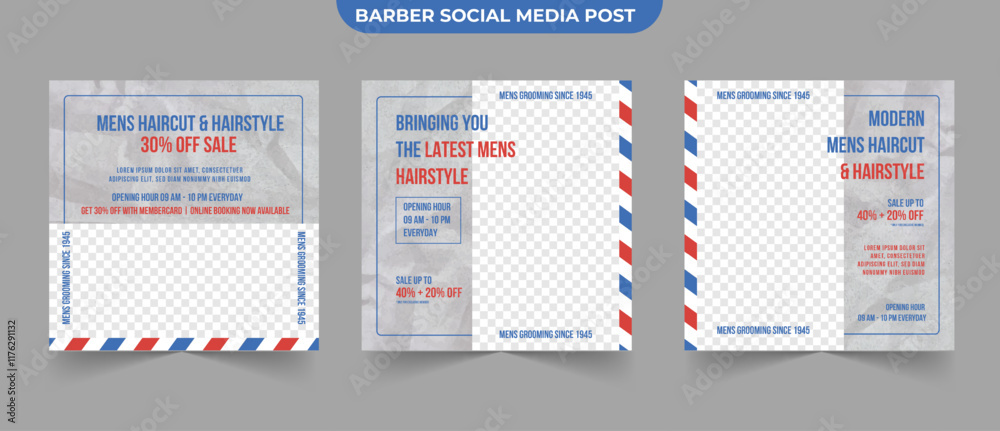 Modern barbershop mens grooming salon for social media post ideas ...