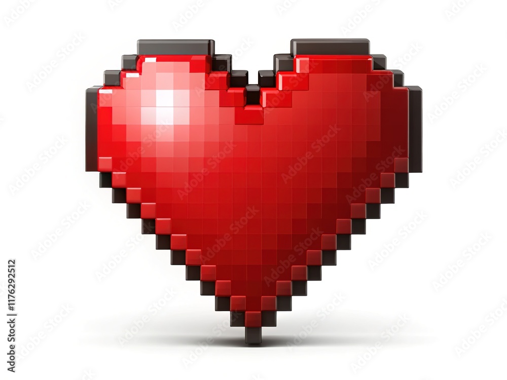 8-Bit Pixel Art Heart, Red Heart PNG, Game Heart, Retro Heart Graphic ...