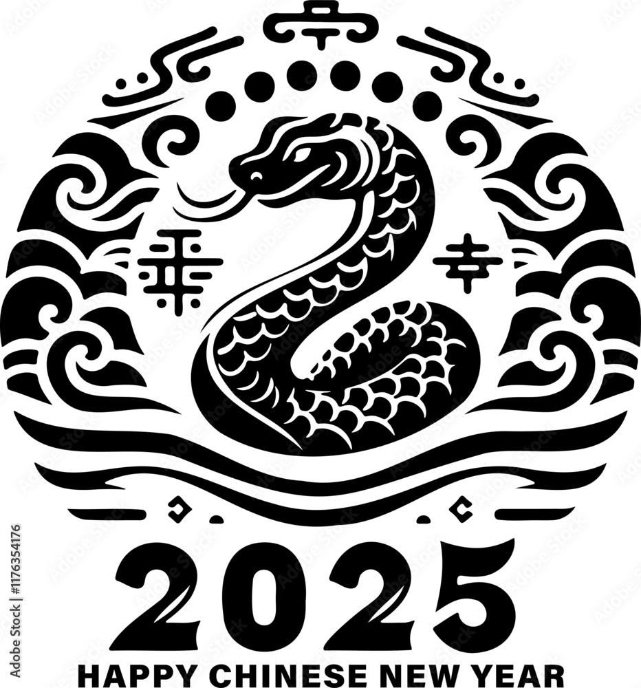 2025 Snake CNY design featuring stylized snake and festive elements ...