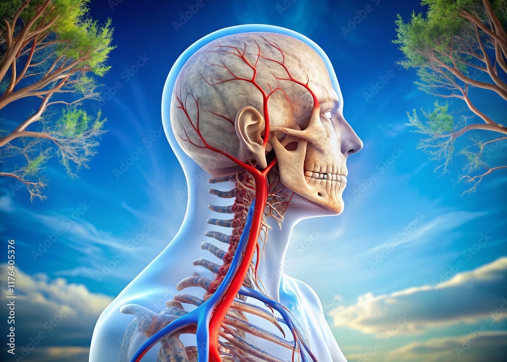 Vertebral Artery Anatomy: Detailed Medical Illustration Showing ...