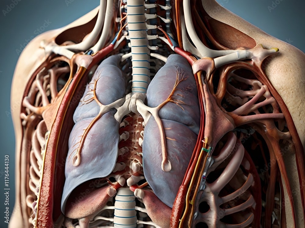 The Human Diaphragm: Breathing Mechanism: A detailed illustration of ...