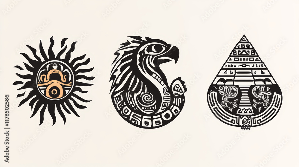 Ilustración de Stock Mayan aztec totems. Mexican, inca or maya ancient ...