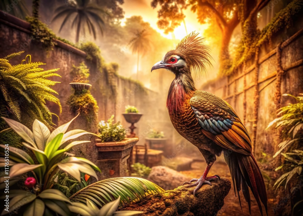 Vintage Surreal Prehistoric Bird: Exotic Avian Extinct Species in a ...