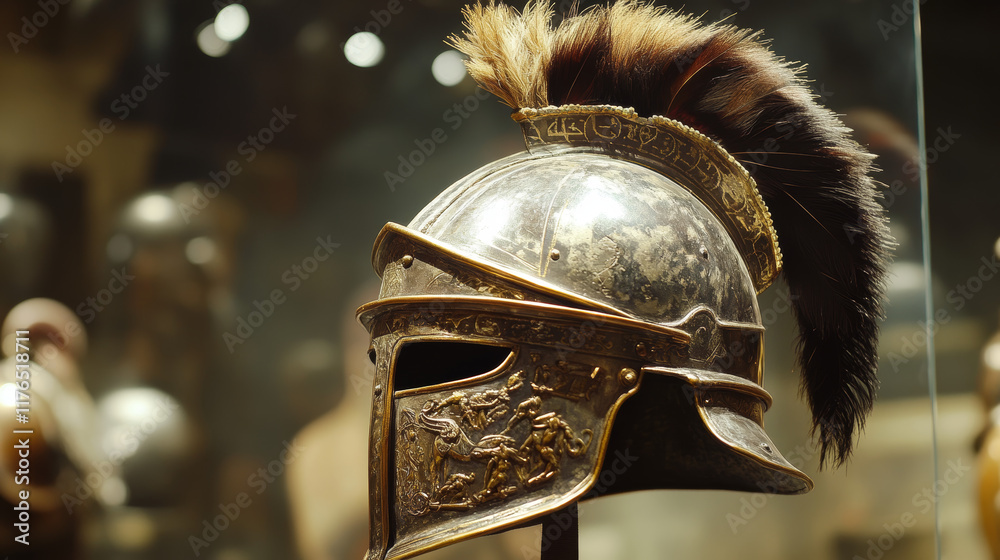 Стоковая иллюстрация «Knight warrior helmet, medieval soldier heraldry ...