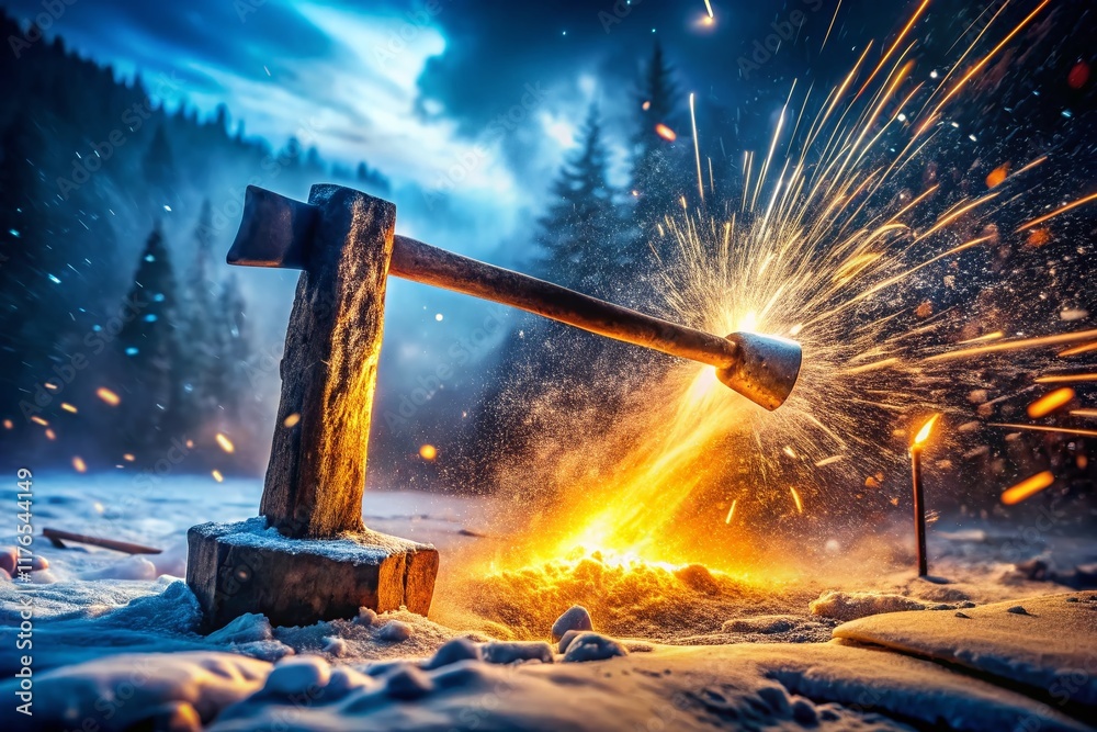 Winter Grounding: Sledgehammer Drives L-Shaped Iron Bar into Frozen ...