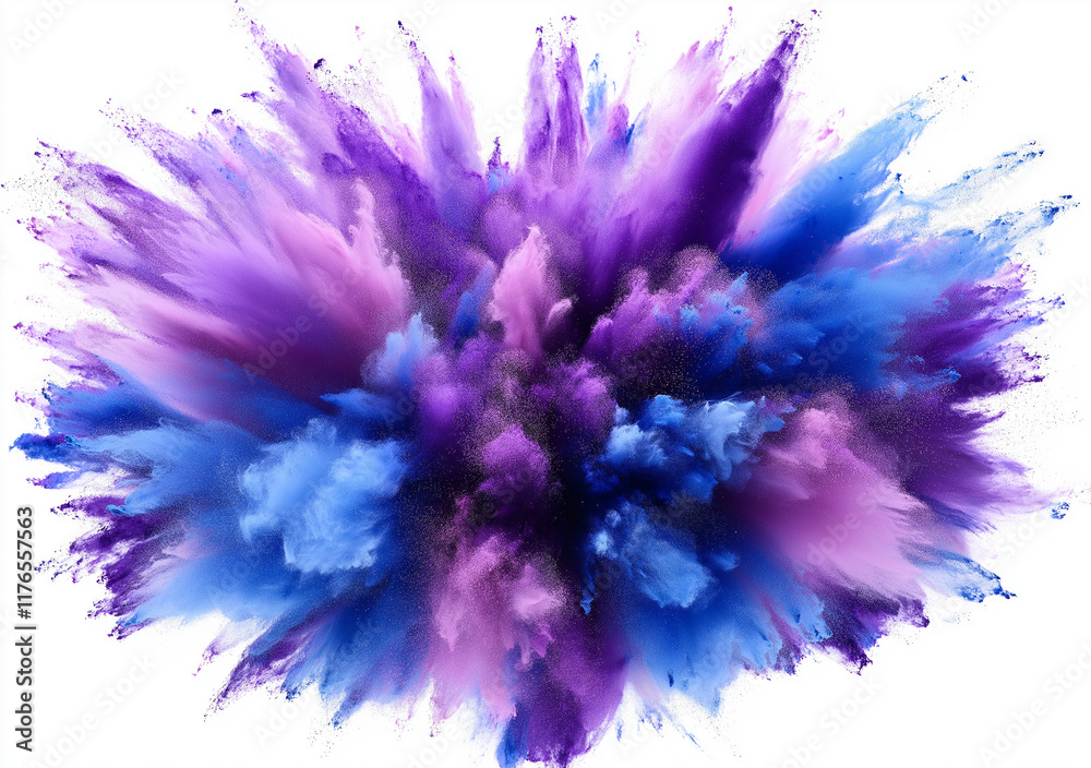 Vivid Colorful Powder Explosion on White Background – Dynamic PNG Image ...