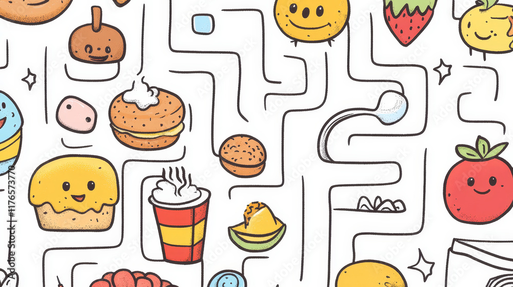 Labyrinth maze worksheet. Cartoon breakfast food characters. Search ...