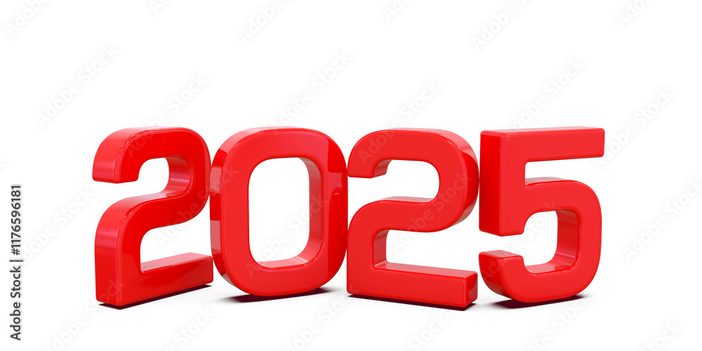 Red 2025 Number . Happy New Year 2025 Stock Illustration | Adobe Stock