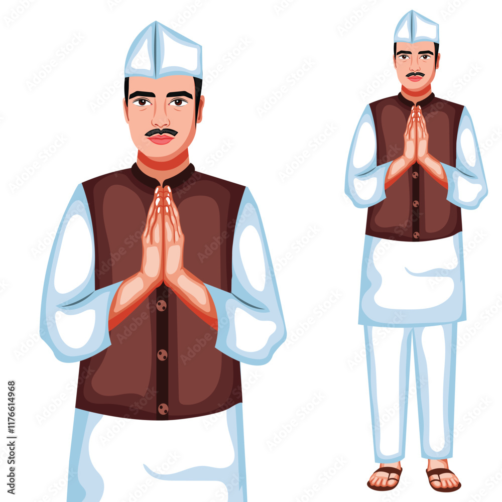 Indian Young Politician Namaskar Character Vector Illustration (Royalty Free) Stock Vector ...