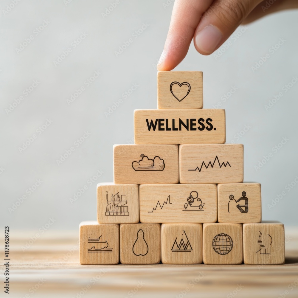 A creative arrangement of wooden blocks highlighting key aspects of ...