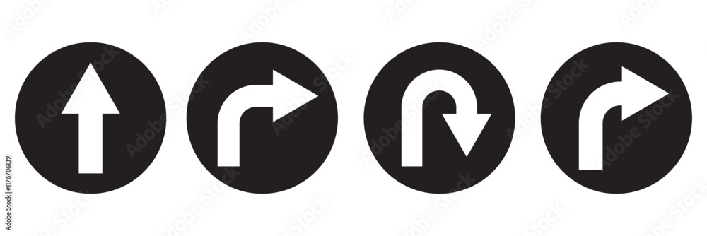 Go Straight, U turn, Right and Left, This Way, One Way, Only U Turn ...
